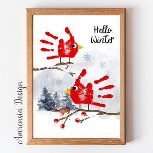 Hello Winter Handprint Art, Winter Handprint Craft, Home Decoration ...