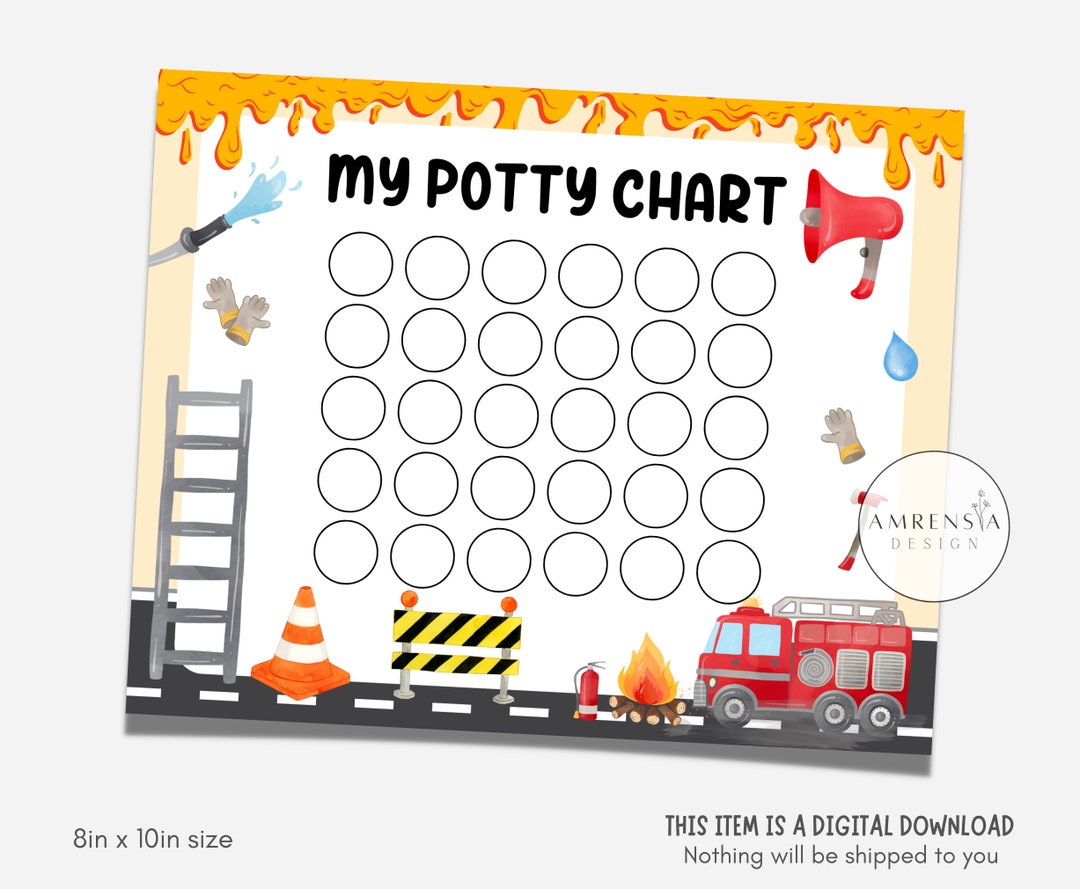 Potty Training Chart, My Potty Chart Printable, Firefighter, Potty ...