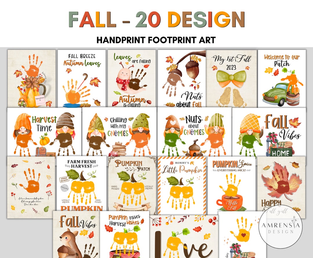 Fall Autumn Printable Handprint Footprint Art, Toddler Kids Baby ...