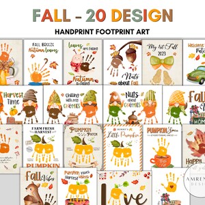 Fall Autumn Printable Handprint Footprint Art, Toddler Kids Baby ...