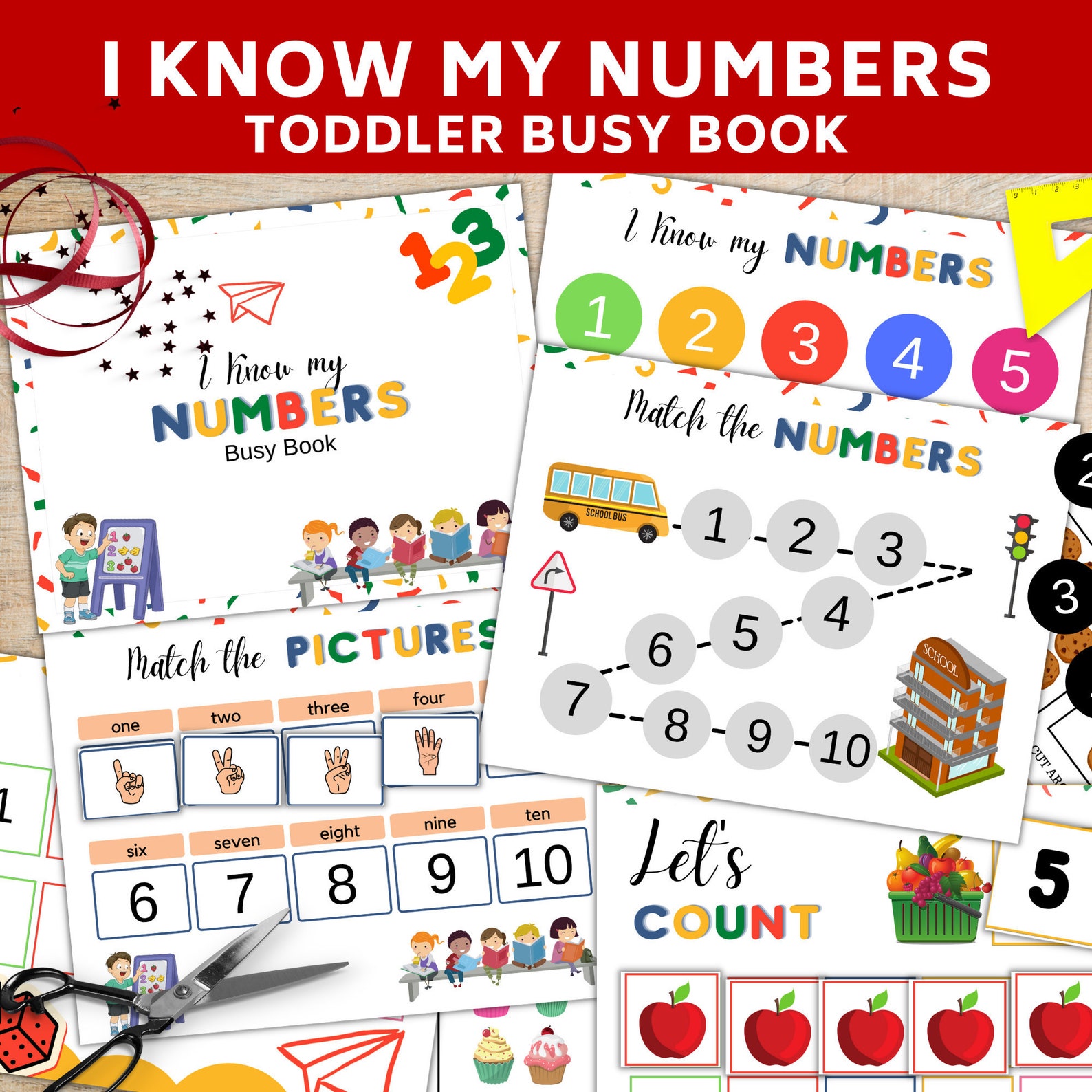 Numbers Busy Book Printable for toddler preschool pre-k | Etsy