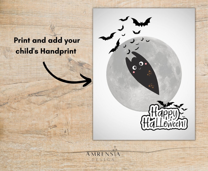Bat Handprint Art Happy Halloween Keepsake Craft Handprint - Etsy