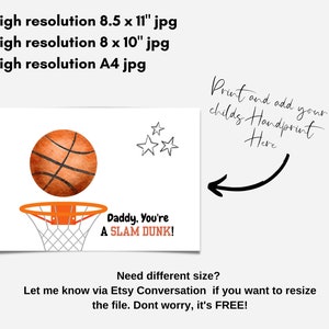 Daddy You're a Slam Dunk, Fathers Day Handprint Keepsake for Fathers ...