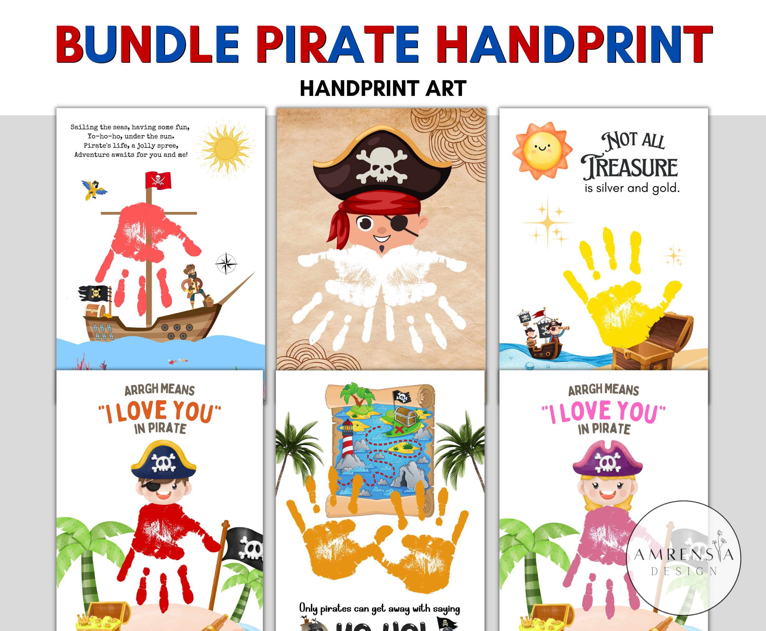 Bundle Pirate Handprint Art, Baby Toddler Child Nursery Activity ...