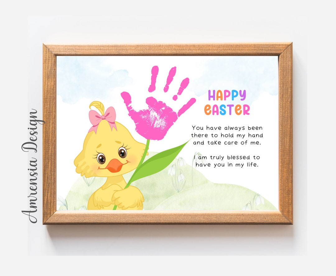 Little Chick, Happy Easter Craft Handprint Art Template for Baby Kids ...