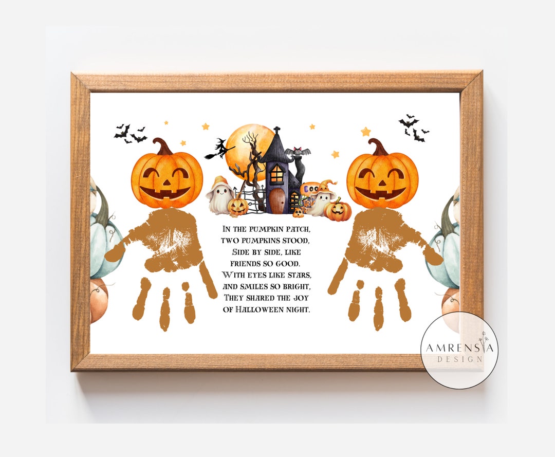 Pumpkin Halloween Poem,halloween Handprint Art, Scary Spooky Happy ...