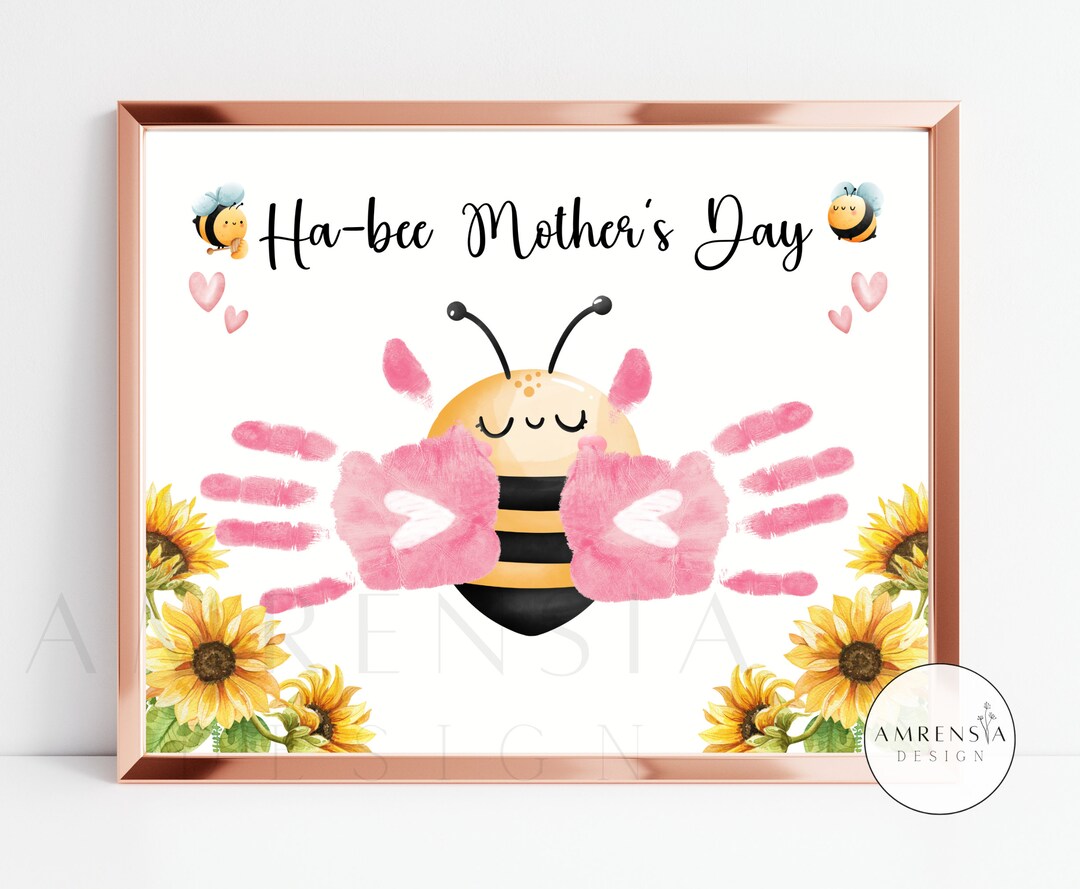 Ha-bee Mothers Day, Bee Happy Mothers Day Card Kids, Sunflower ...