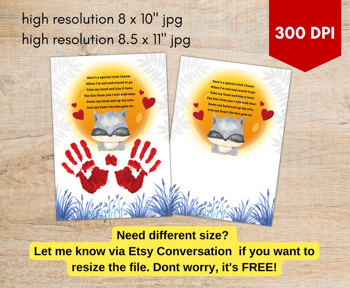 Handprint Craft the Kissing Hand Book Raccoon My First Day of - Etsy