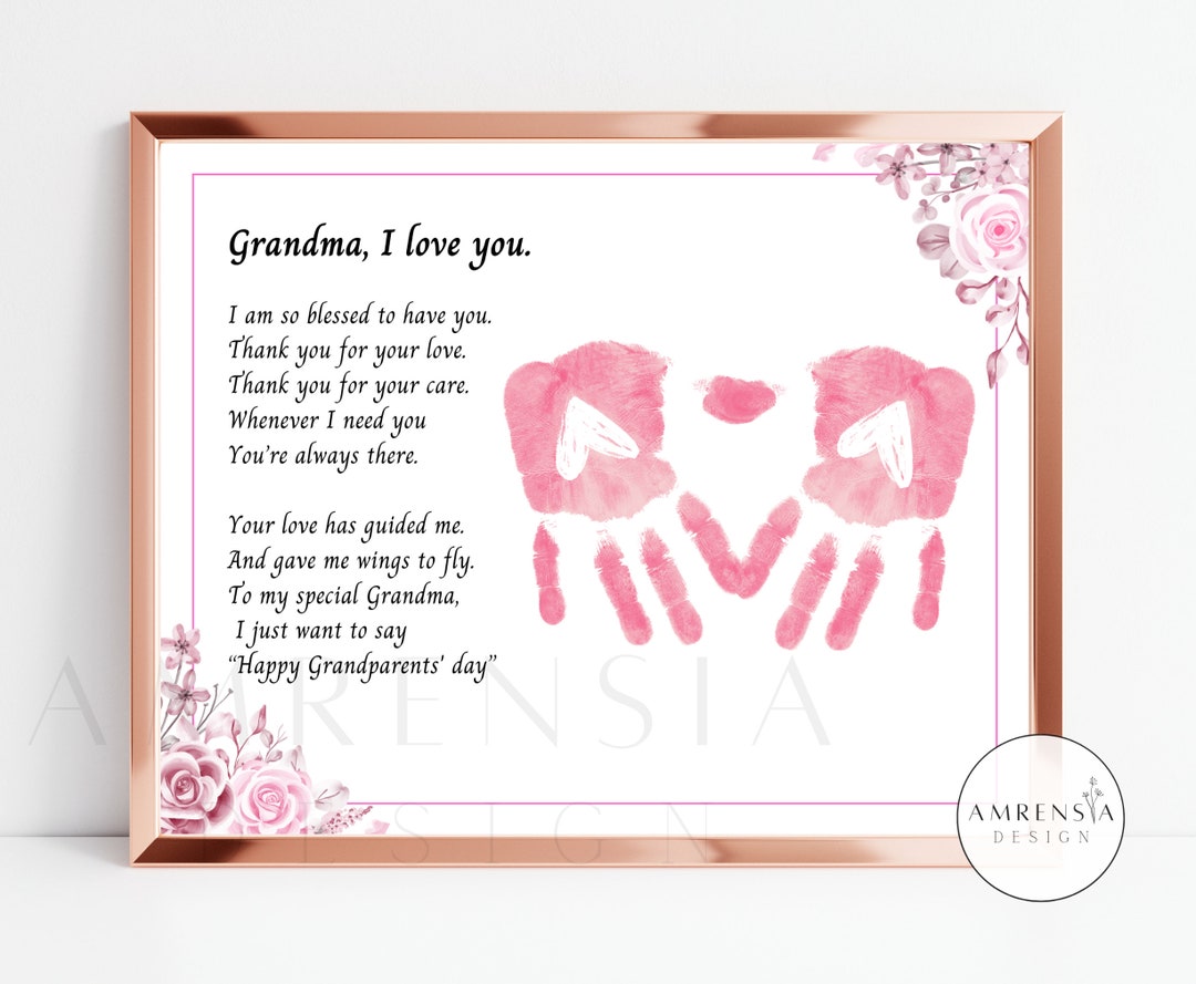 Grandma Gift. Poem for Grandma, Grandparents Day Handprint Keepsake ...