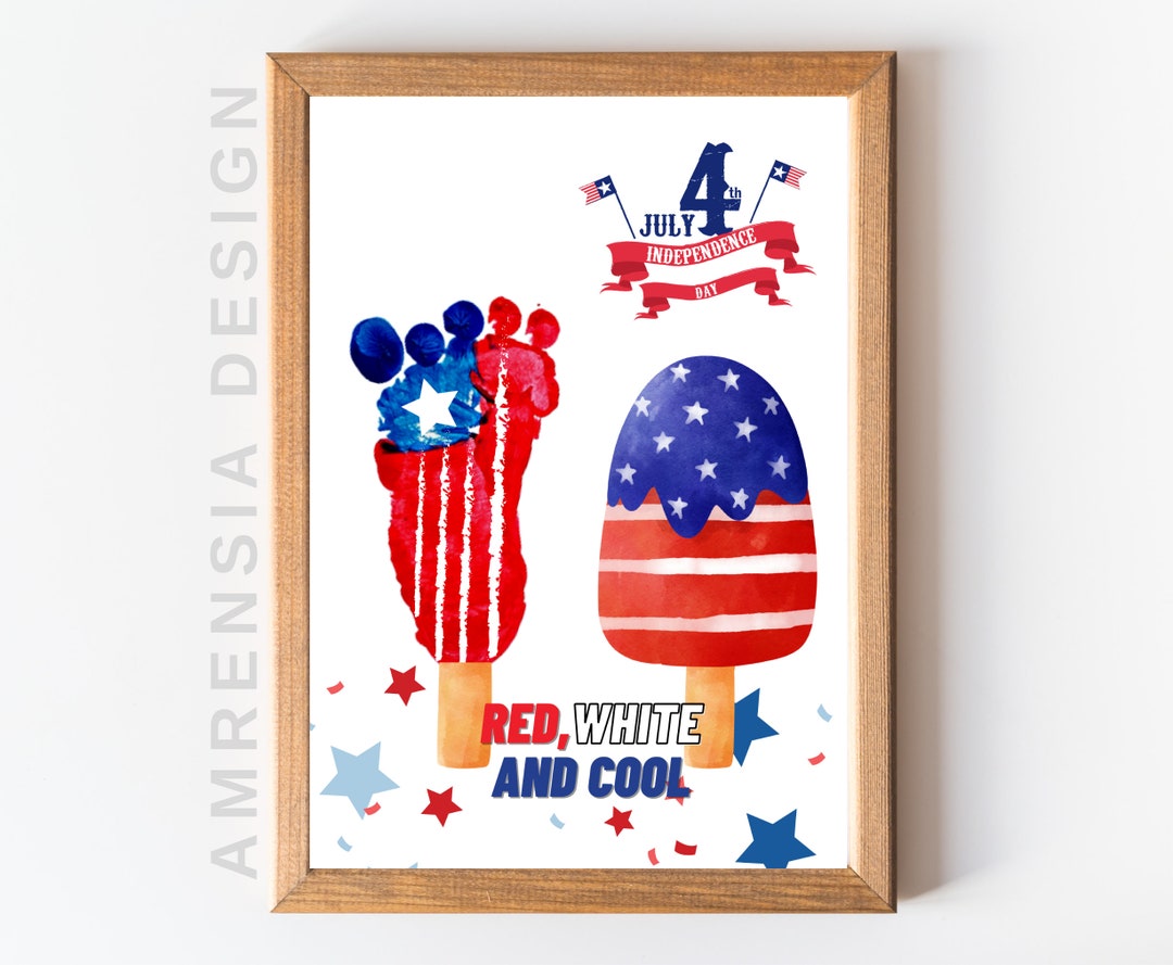 Red White and Cool, Easy Footprint Craft for Happy 4th of July, USA ...