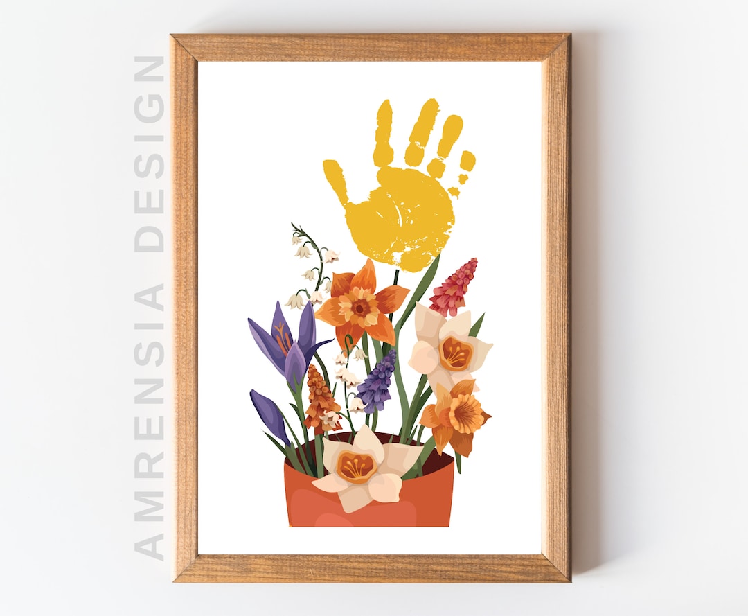 Flower Handprint Art Craft for Teacher Family Friends, Teacher ...