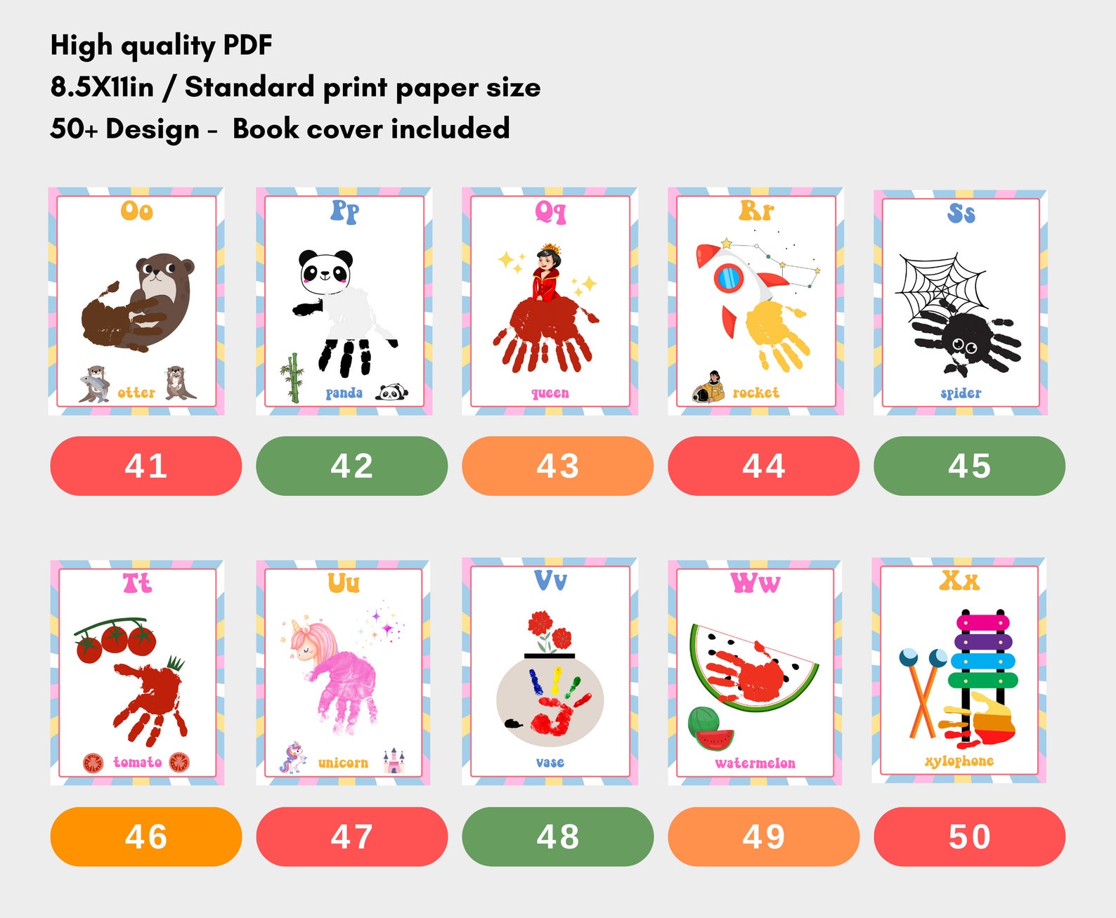 My Handprint Alphabet Book, Alphabet Handprint Art, Baby Toddler Child ...