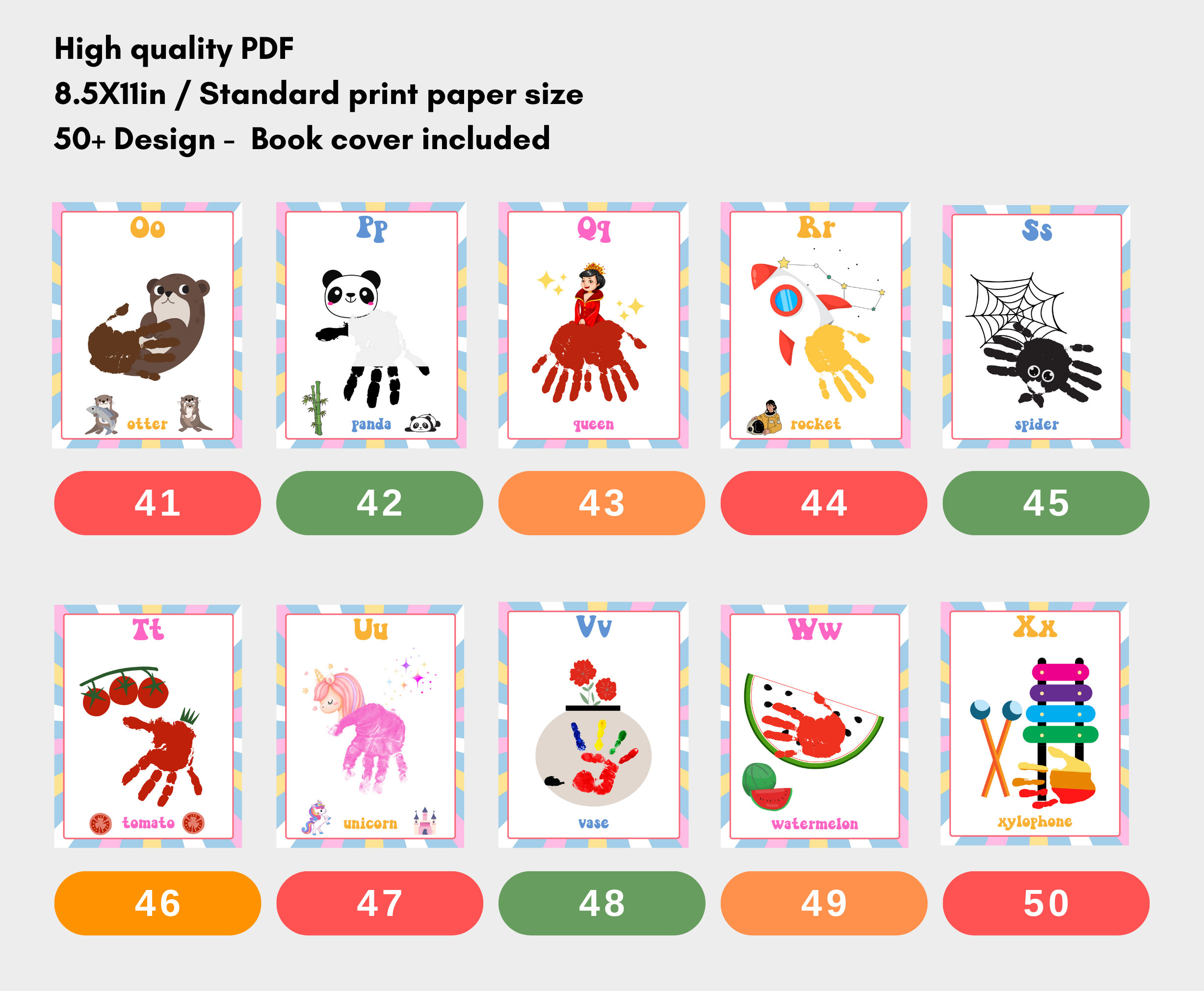 My Handprint Alphabet Book, Alphabet Handprint Art, Baby Toddler Child ...
