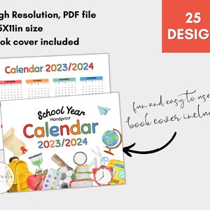 School Year Handprint Calendar 2024/2025, Memory Book Printable for ...