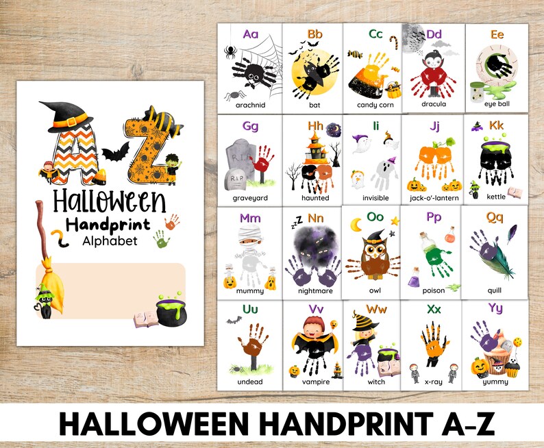 A to Z Halloween Handprint Alphabet, Learning Alphabet, Keepsake Craft ...