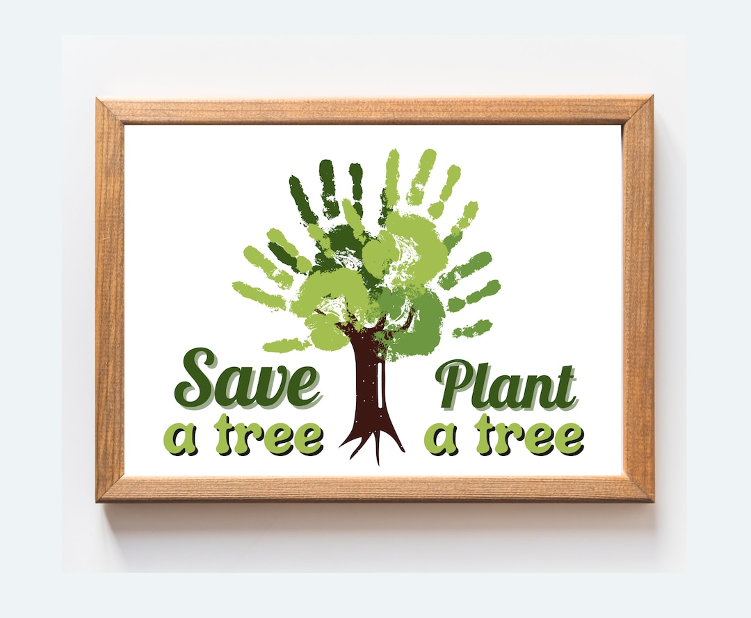 Save a Tree Plant a Tree Go Green Poster Handprint Art DIY Kid Craft ...