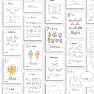 123 Baby Shower Coloring Book, 20 Pages Baby's First 123 Book, Sun ...