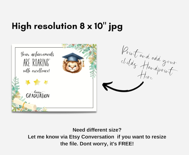 Happy Graduation Card Lion Handprint Craft Art, Congratulation Card ...