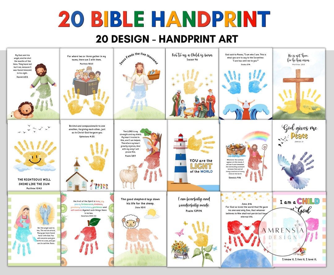 20 DESIGN BIBLE Handprint Book, Christian Handprint Art, Baby Toddler ...