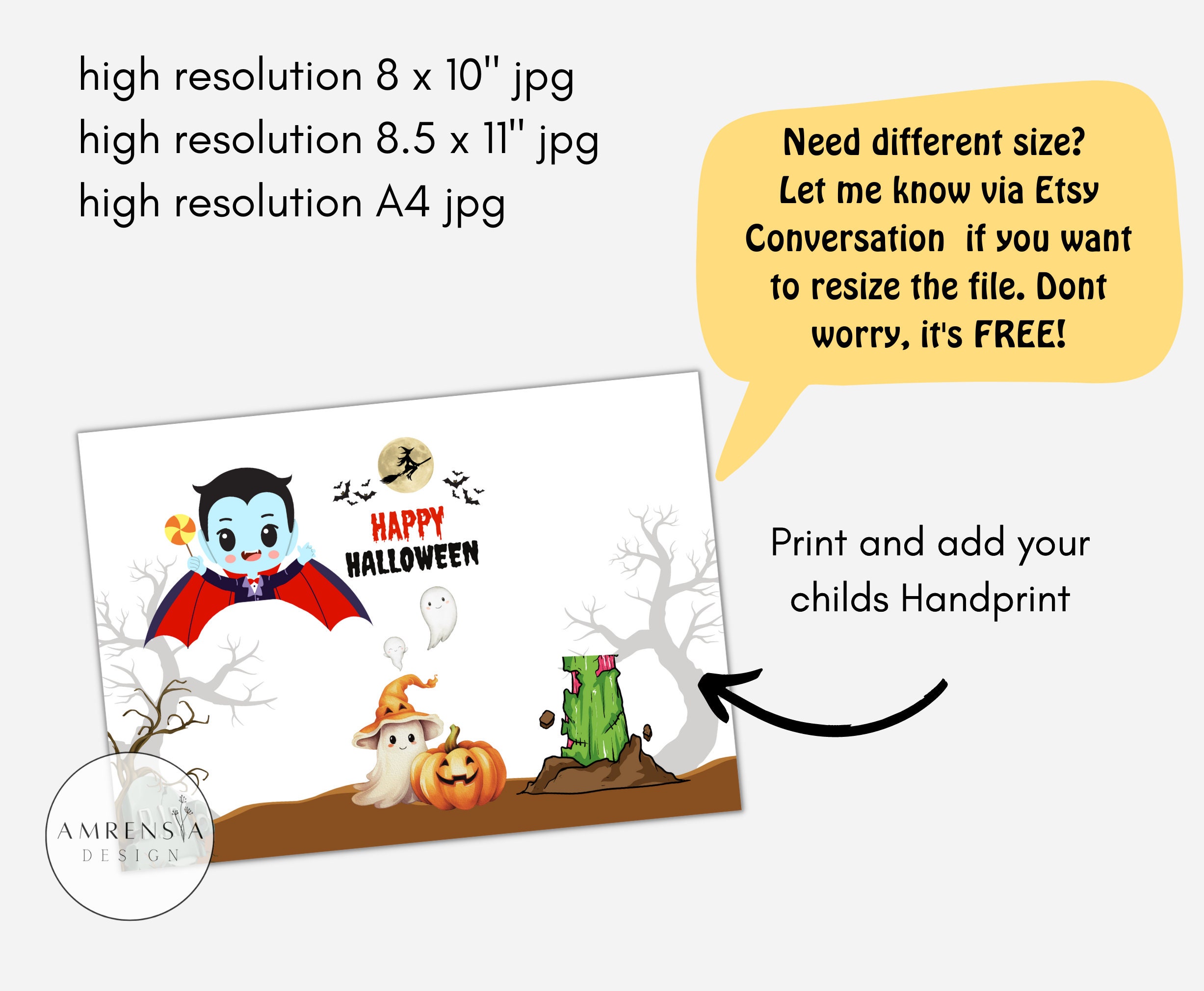 Dracula Frankenstein Halloween Handprint Art, Scary Spooky Happy ...