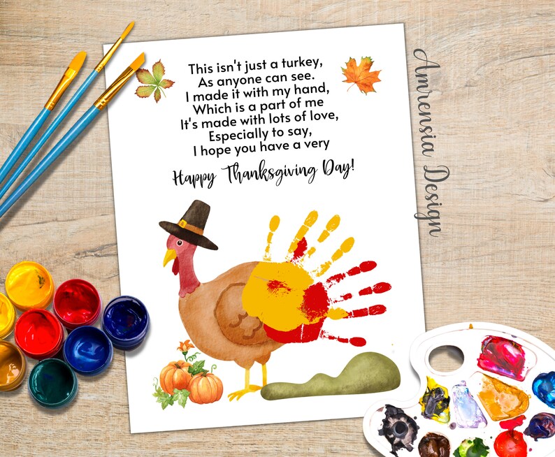 Turkey Handprint Craft, Autumn Fall Activity, Thanksgiving Printable ...