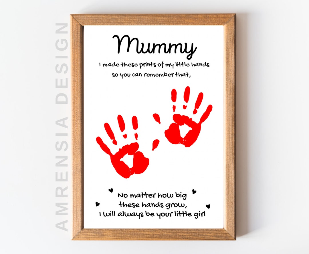 Mummy's Little Girl Mother's Day Poem Mommy Mummy Handprint Art Kids ...