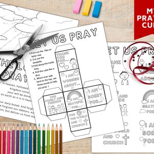 Bundle - 15 Pages, Prayer Cube, the Lord’s Prayer. Coloring Pages and ...