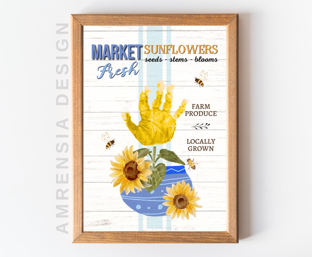 Handprint Craft Market Fresh Sunflower Sign,farmhouse Sunflower ...