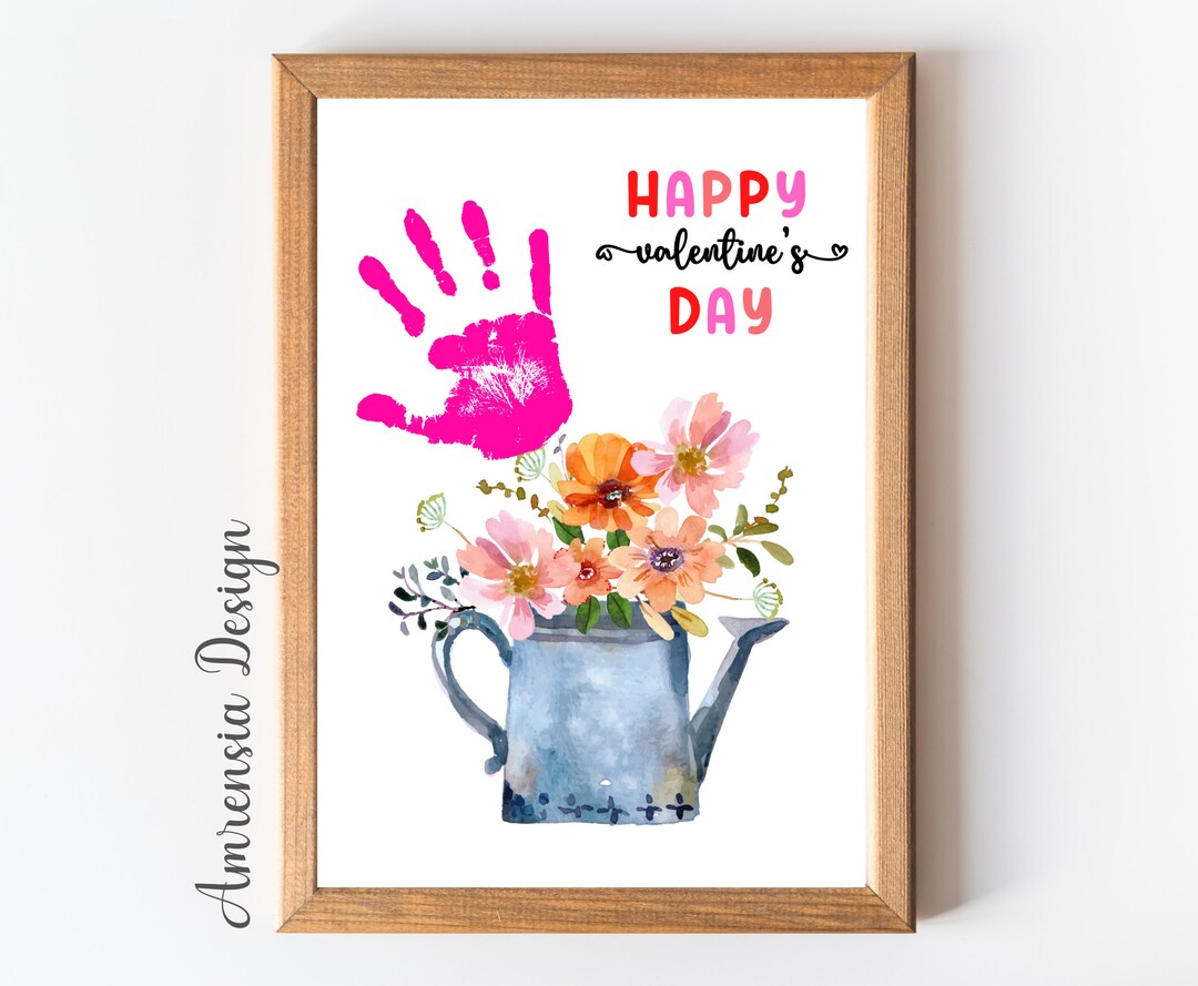 Handprint Happy Valentine's Day,flower Love Valentine Printable ...
