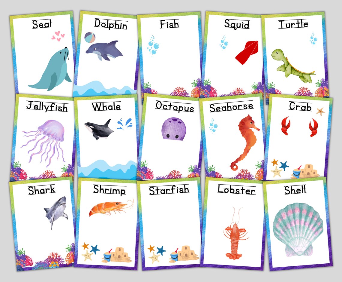 15 Design SEA ANIMALS Handprint Book Printable Handprint Art - Etsy