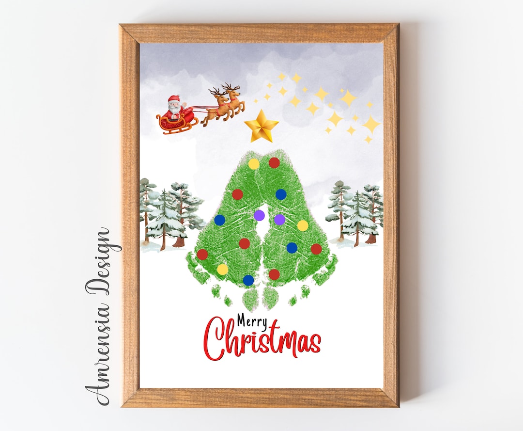 Christmas Tree Handprint Art, Footprint Art Winter Craft, Home ...