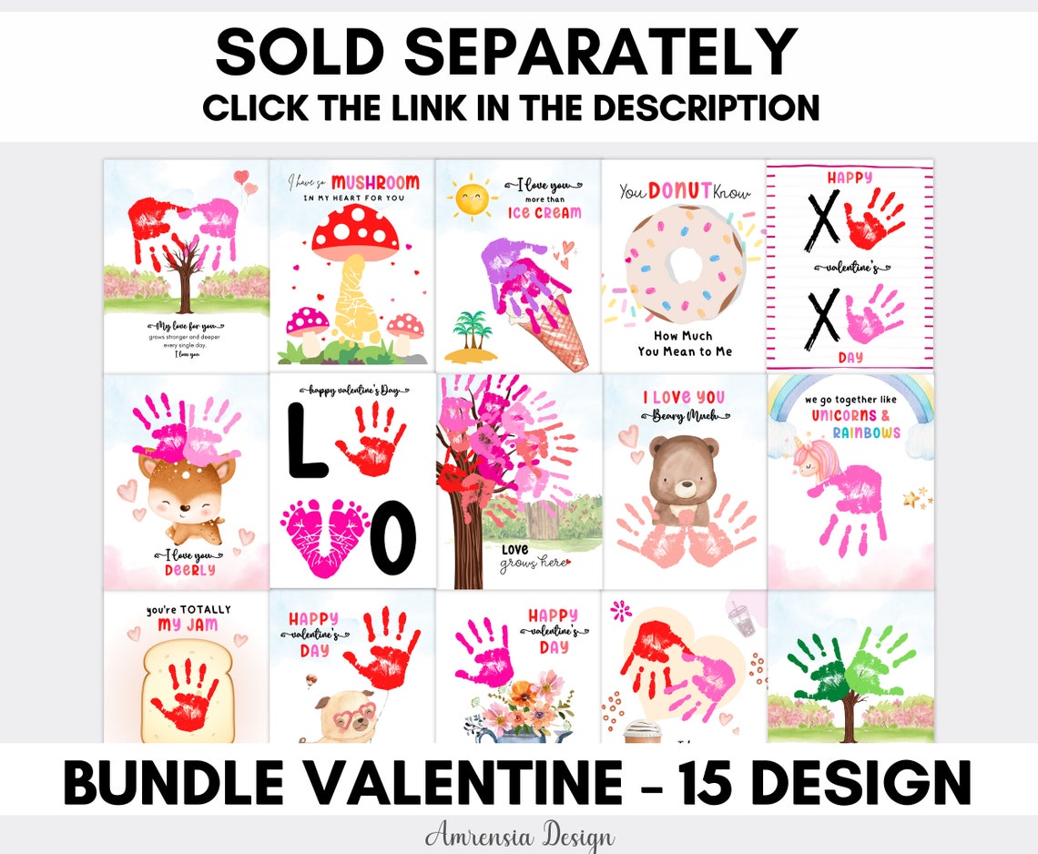 12 Design BUNDLE Happy Valentine's Day Craft Handprint Footprint Art ...