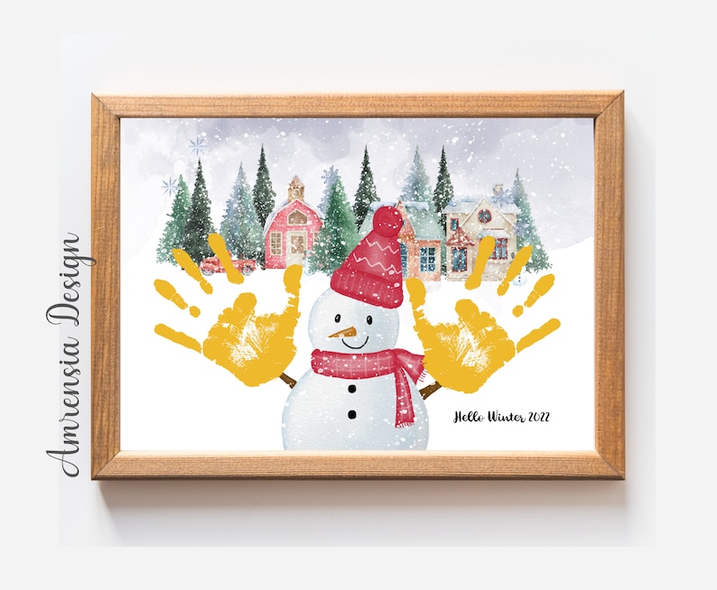 Snowman Handprint Art Snowman Craft Home Decoration Winter - Etsy