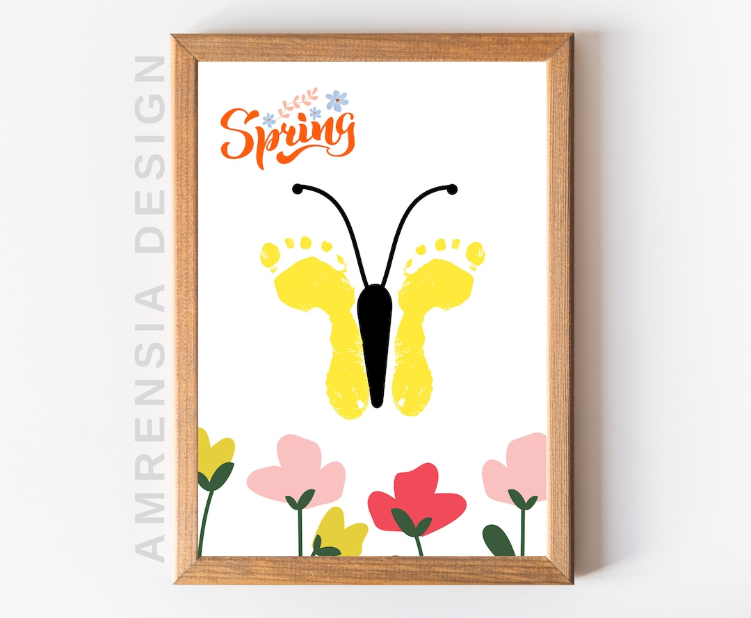 Hello Spring Poem Butterfly Footprint Handprint Art for Baby Toddler ...