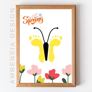 Hello Spring Poem Butterfly Footprint Handprint Art for Baby Toddler ...