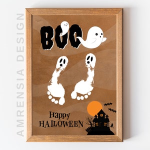 Halloween Footprint Art, BOO Happy Halloween Keepsake Craft Handprint ...