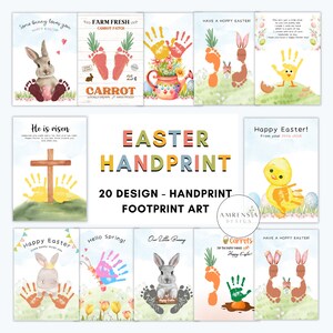 20 Design BUNDLE Easter Craft Handprint Footprint Art Template ...