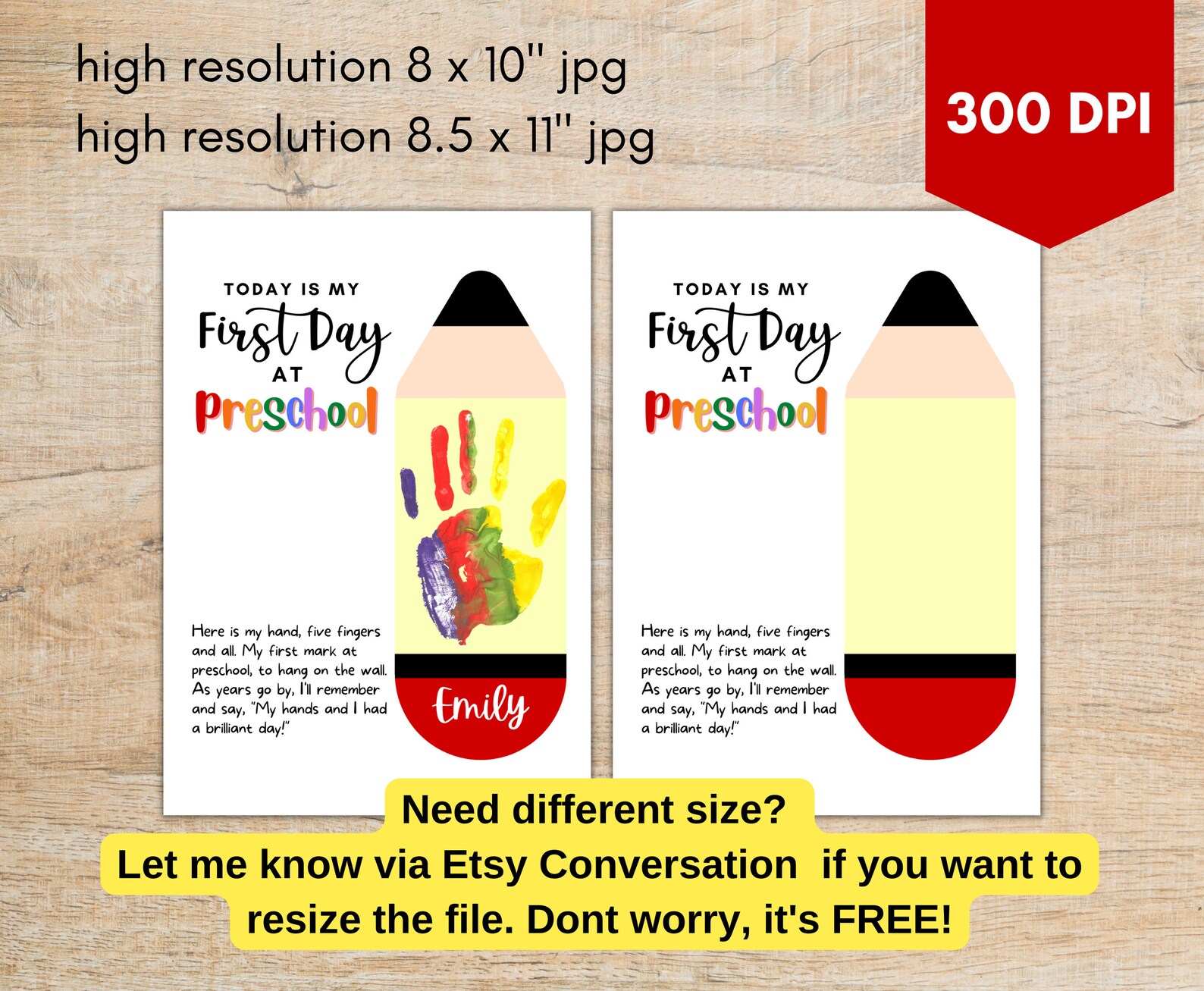 Pencil Handprint Art, Back to School Poem Craft, First Day of School ...