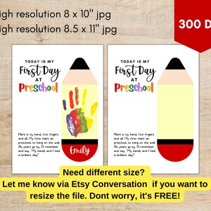 Pencil Handprint Art, Back to School Poem Craft, First Day of School ...