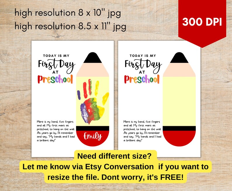 Pencil Handprint Art Back to School Poem Craft First Day of - Etsy