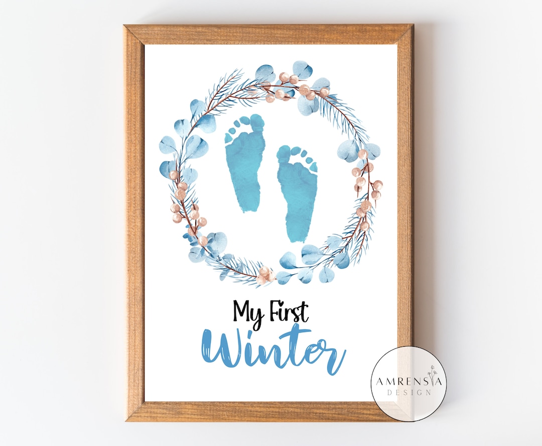Baby First Winter, Baby Footprint Kit, Toddler Baby Kids Craft, DIY Kid ...