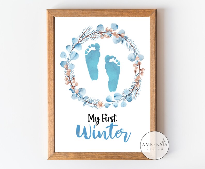 Baby First Winter, Baby Footprint Kit, Toddler Baby Kids Craft, DIY Kid ...