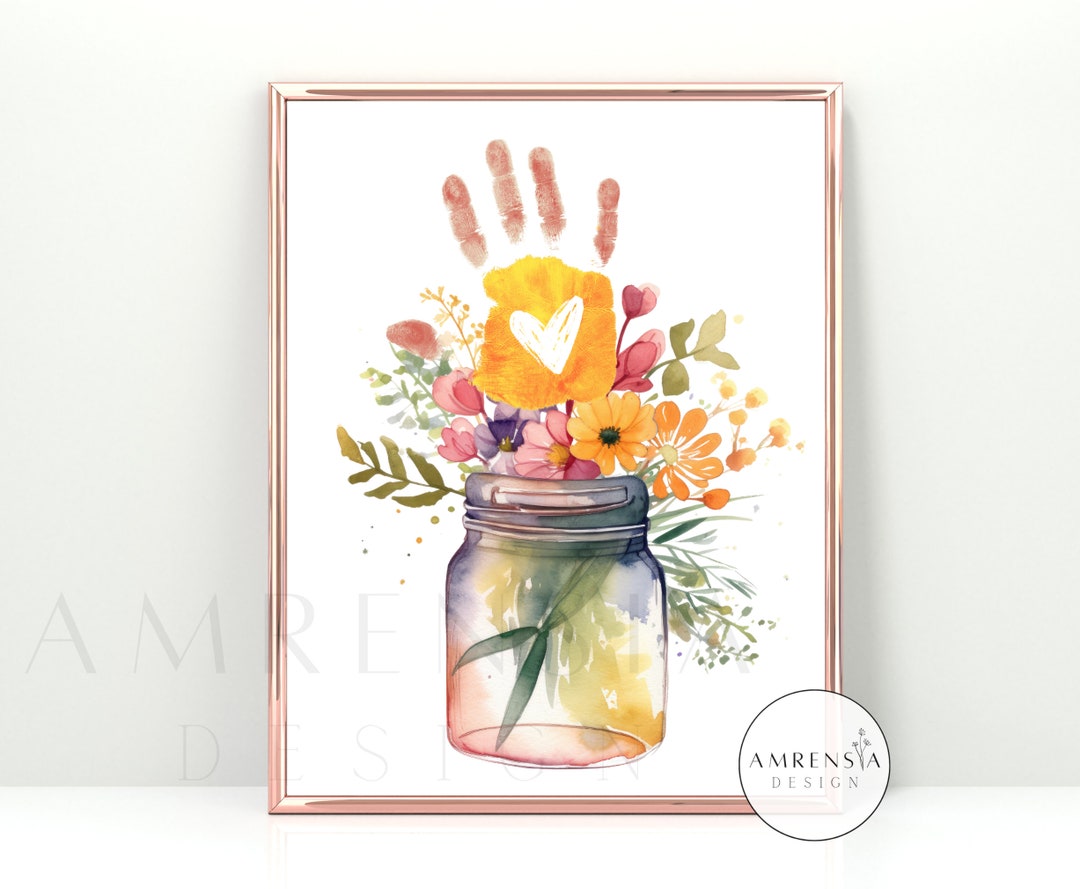Flower Handprint Hand Art Craft Mother's Day Mom Mum Grandma Auny Gift ...