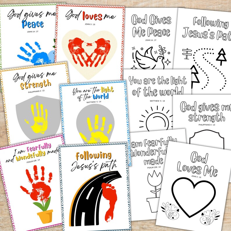 BUNDLE Sunday School Handprint Art Craft Printable Christian - Etsy