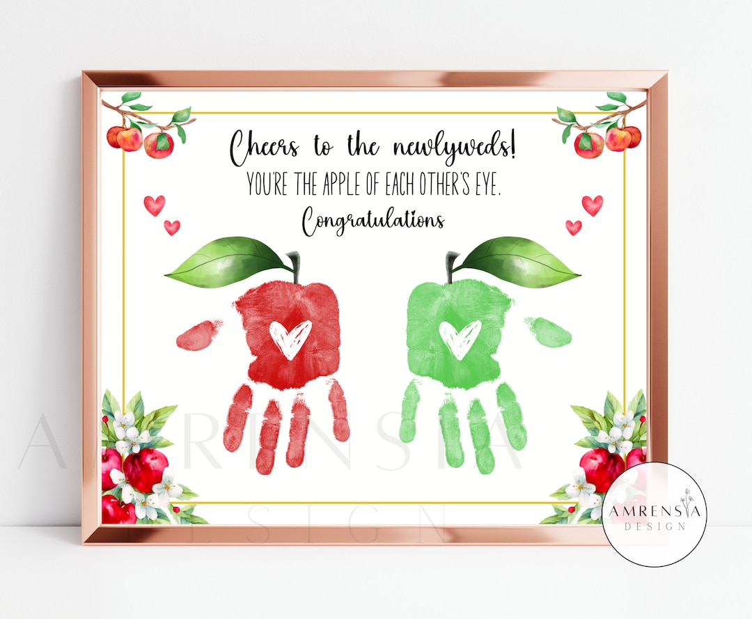 Happy Wedding Card Handprint Art, Cheers to the Newlyweds, You're the ...