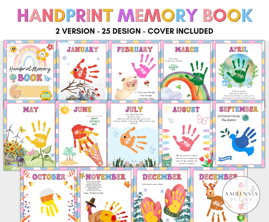 25 Design Handprint Memory Book Printable for Prek, Preschool ...