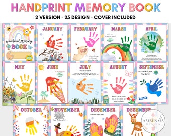 Buy Handprint Memory Book Printable for Prek, Preschool Kindergarten ...