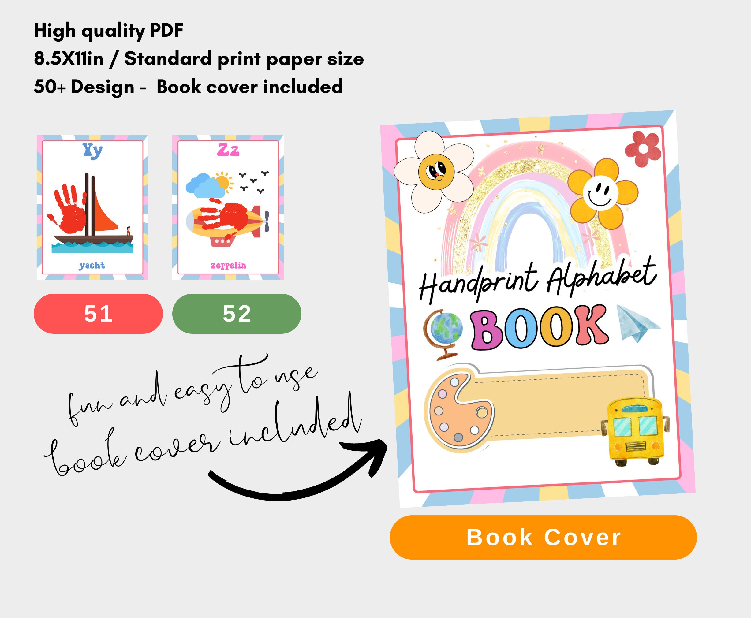 My Handprint Alphabet Book, Alphabet Handprint Art, Baby Toddler Child ...