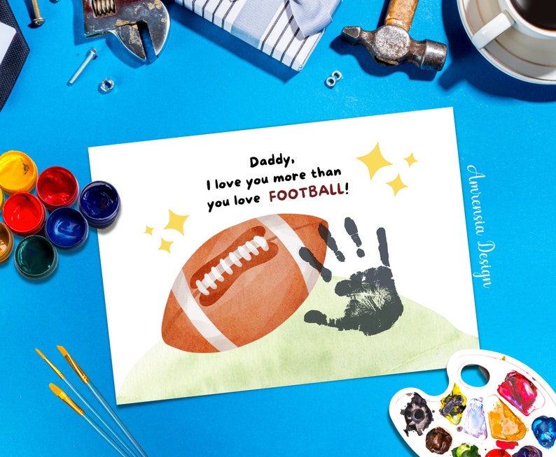 Fathers Day Handprint Keepsake for Fathers Day, Football Players, DIY ...