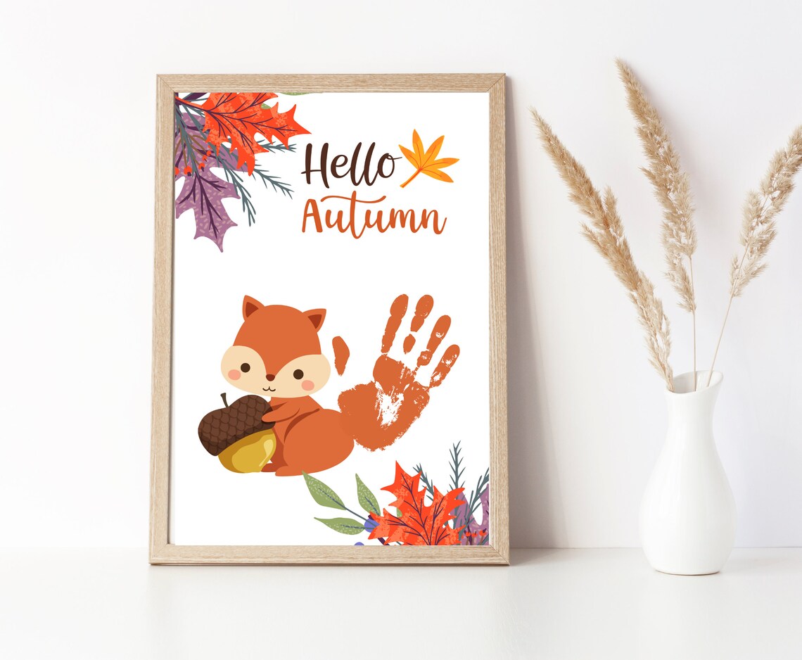 Hello Autumn Handprint Art, Autumn Fall Craft, Handprint Preschool ...